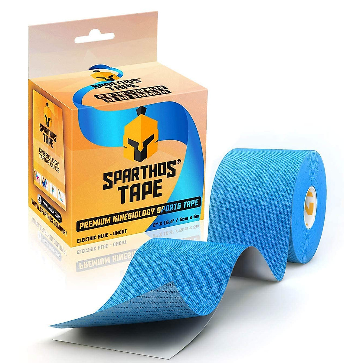 Sparthos Kinesiology Tape [Electric Blue - 16.4ft Uncut Roll] x Ice Packs for Injuries [Size Medium + Cover]