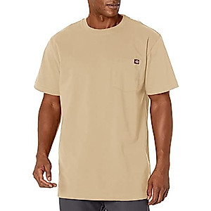 Dickies mens Heavyweight Crew Neck Short Sleeve Tee Henley Shirt, Desert Sand, Large US