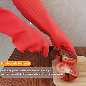ThxToms Rubber Dishwashing Cleaning Gloves (2-Pair) - Fleece Lined, Reusable, Waterproof with Extra-Long Cuff & Anti-Slip Design for Household & Kitchen Use - Small
