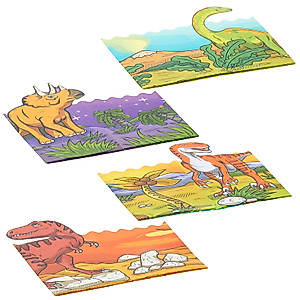 BLUE PANDA 60 Pack Dinosaur Popcorn Boxes for Candy, Snacks, Kid's Birthday Party Supplies (4 Dino-Themed Designs)