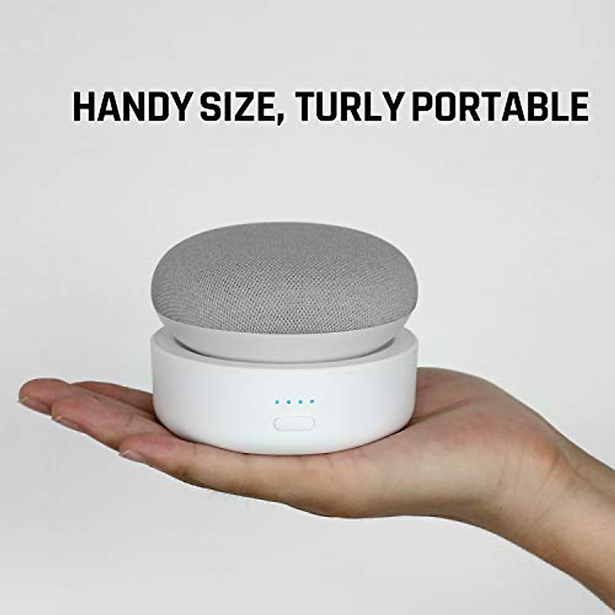 Portable Battery Base for Google Nest Mini 2, GGMM N2 10000mAh Nest Mini 2 Rechargeable Charger Stand Docks, White (Nest Mini or Charge Cord not Included)