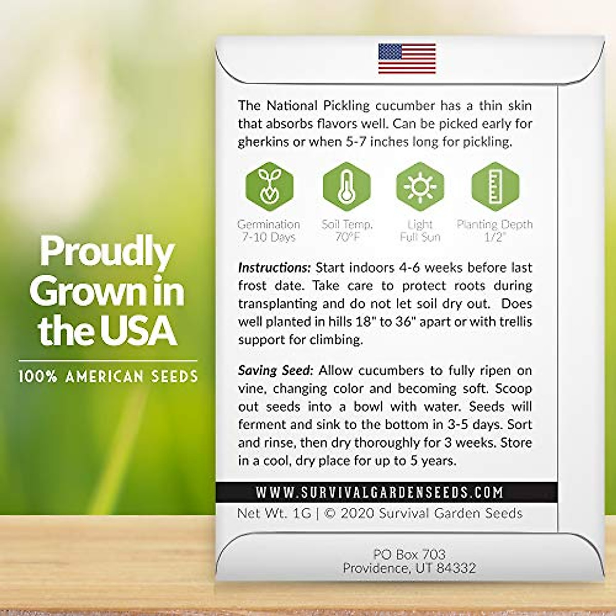 Survival Garden Seeds - National Pickling Cucumber Seed for Planting - Packet with Instructions to Plant and Grow Cucumis Sativus in Your Home Vegetable Garden - Non-GMO Heirloom Variety