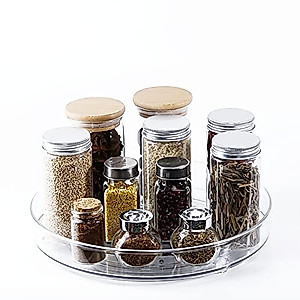 YCLADEC 4 Pack Lazy Susan 9.2" Inch Turntable Organizer Pantry Organization and Storage Container Bins Spice Rack Cabinet Rotating Condiment for Pantry Kitchen Vanity Bathroom Jewelry Holder Clear