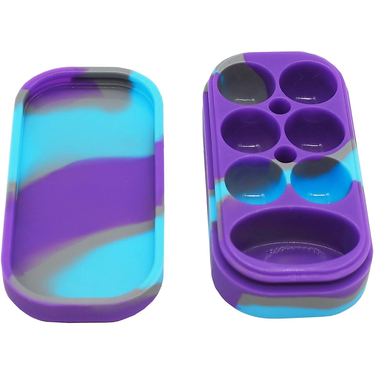 vitakiwi 34ml Silicone Multi Compartment Containers 15ml Skull Food Storage Jar Non-stick Multi Use (Purple Blue Gray)