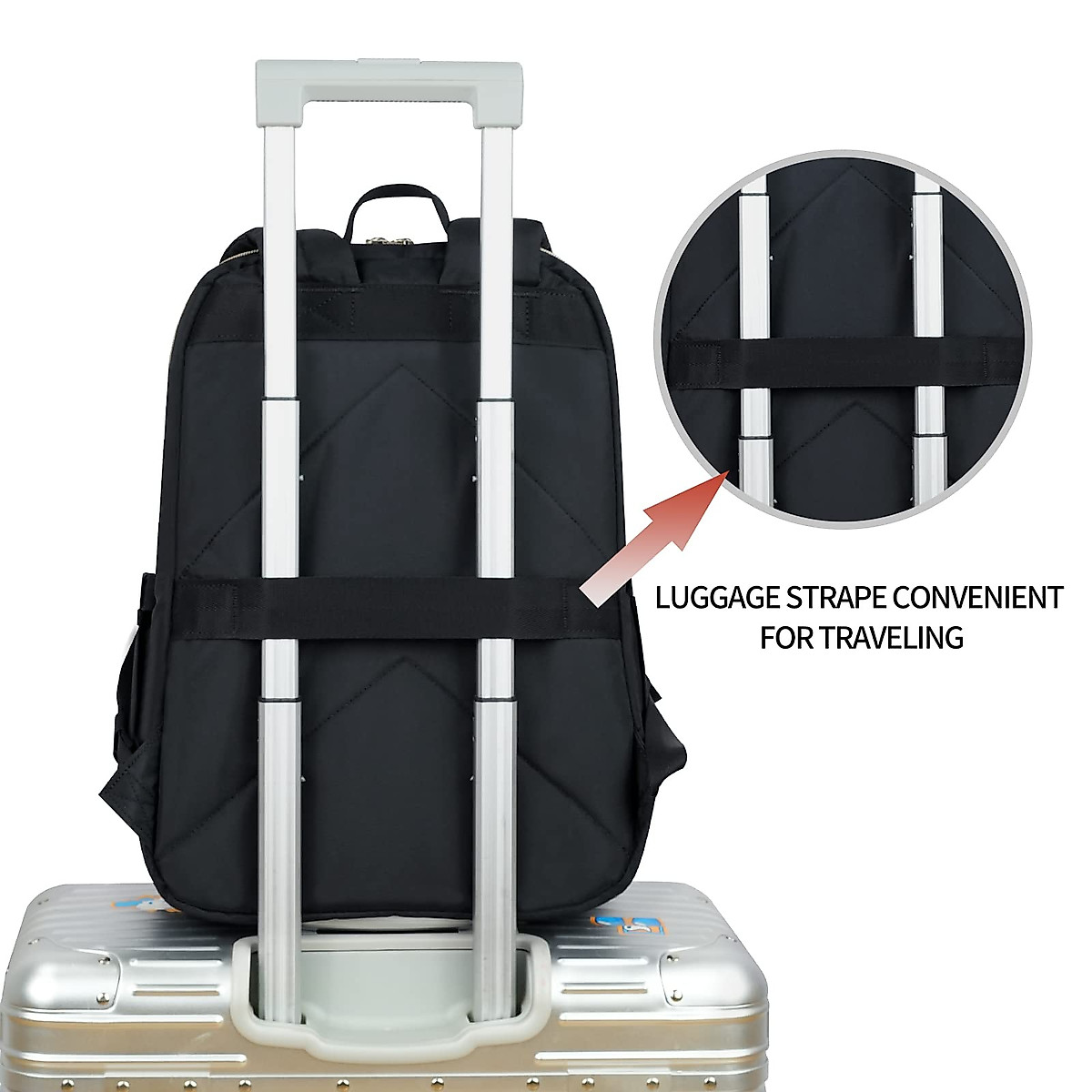 KROSER Laptop Backpack 15.6 Inch Stylish Daypack with USB Charging Port, Water-repellent Nylon School Backpack Backpack for Travel/Business/Women/Girls-Black