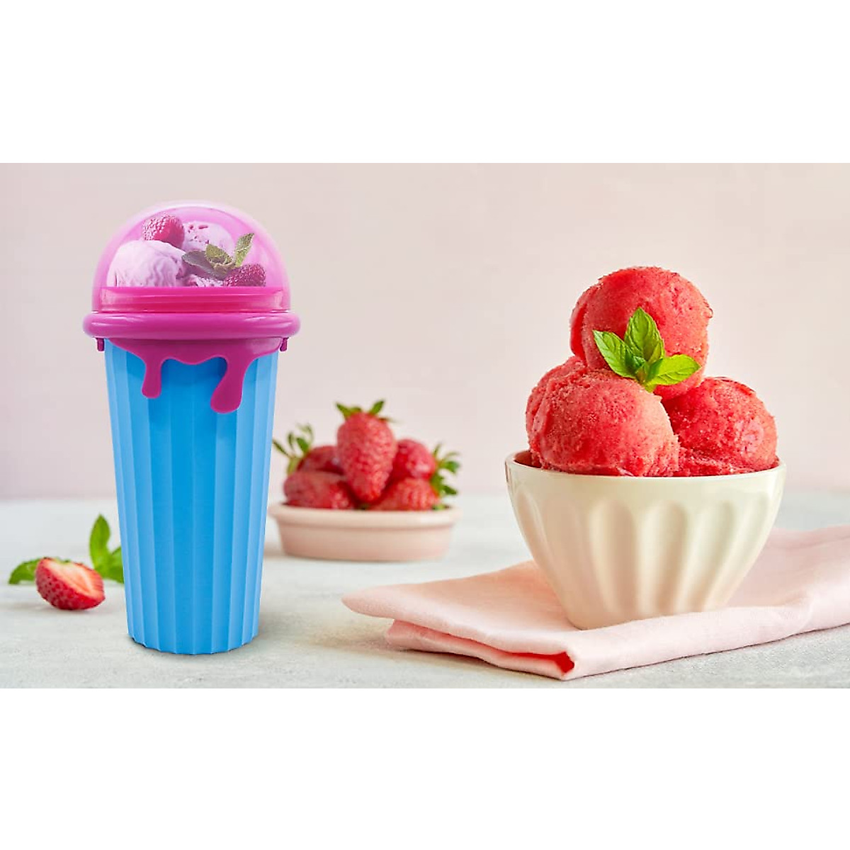 RAUMAXE Slushy Cup Slushy Maker Cup Upgrade 500ml Frozen Magic Cup Large Capacity Cooling Maker Cup Freeze Mug Milkshake Smoothie Mug