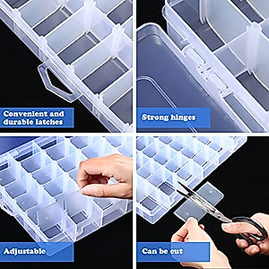 8 Pack 36 Grids Plastic Organizer Box Container Craft Organizer with Adjustable Dividers, Beads Organizer Storage Box for Fishing Tackles Crafts Jewelry Thread Tackle, Clear Blue Pink Orange