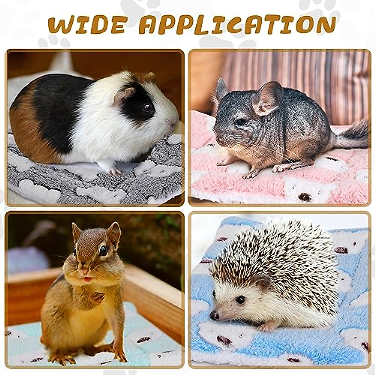 Tuanse 4 Pack Guinea Pig Bed Mat Bedding Rabbit Winter Bed Pad for Indoor Warm Small Animal Mattres Fleece Sleeping Pad for Hedgehogs Bunny Ferrets Hamster(Bear,13 x 10 Inch)