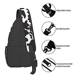 zcvojmu Sling Backpack,Crossbody Sling Bag Travel Hiking Daypacks Pattern Rope Chest Shoulder Daypack For Men Women(Cow Print)