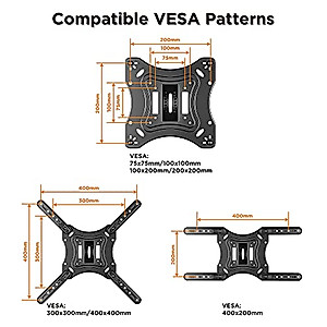 ProHT Articulating TV Wall Mount TV Stand(05416) Full Motion for Most 23”- 55” 3D LED, LCD TVs and Screens, +15°~ -15°Tilt; +90°~ -90° Swivel, VESA up to 400x400,Max Load 66lbs