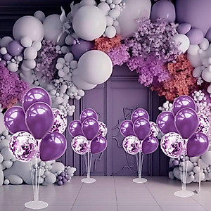 ZJDHPTY Purple Balloon Stand Centerpiece Table Decorations for Birthday Bridal Shower Wedding Engagement Mother's Day Graduation Halloween Party Decorations(Purple set4)