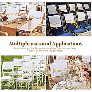 10 Pack Reserved Seating Signs Reserved Chair Signs Church Pew Reserved Signs Reserved Cloths Placeholder for Wedding, Meeting or Event, 11.81 x 17.72 Inches (White)