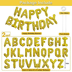 INPHER Black and Gold Birthday Decorations Backdrop 55 Pack Black Gold Balloon Arch Garland Kit Happy Birthday Banner Party Decorations for Kids Men Women