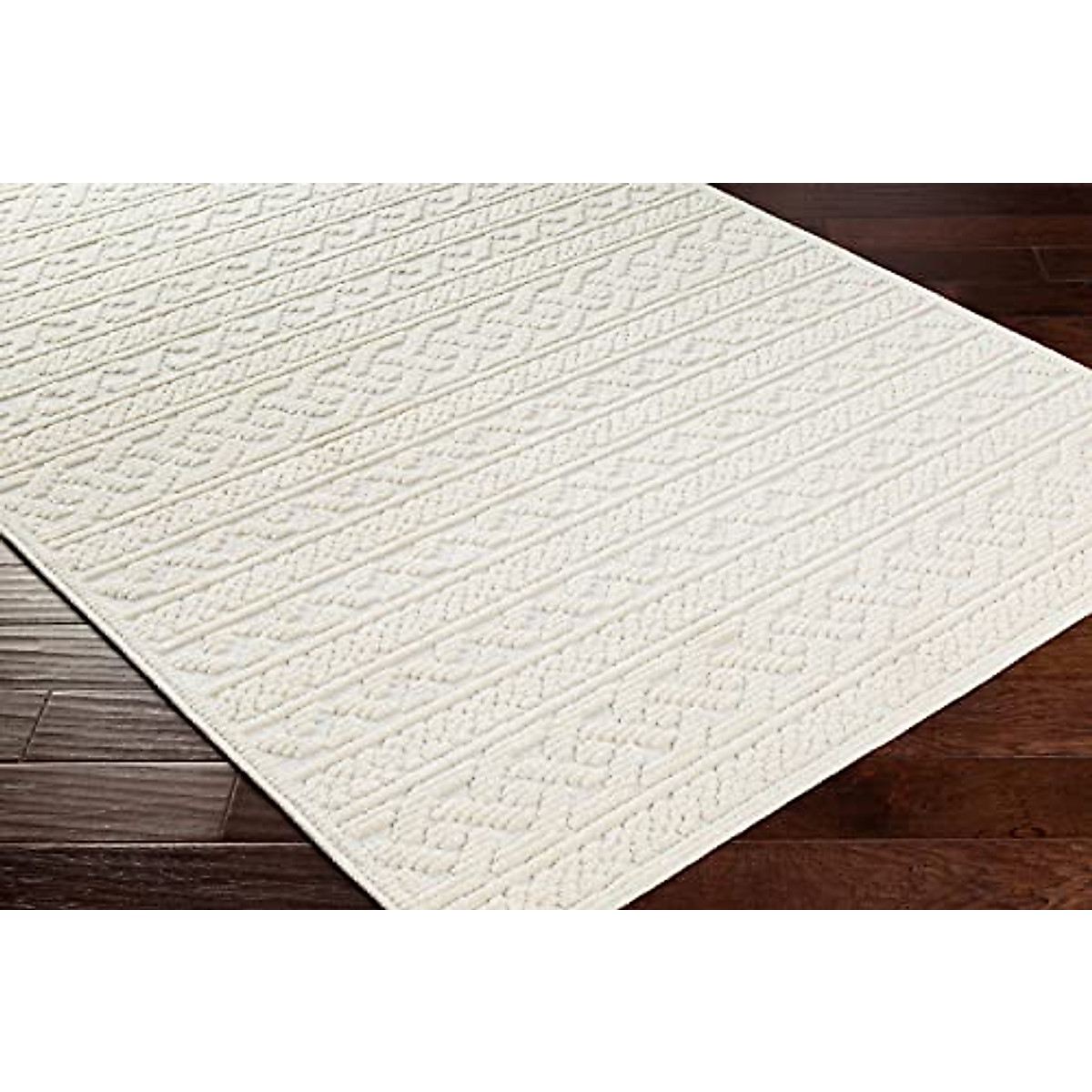 Mark&Day Washable Area Rugs, 5x7 Cedar Falls Bohemian/Global Cream Washable Area Rug, Beige / White Carpet for Living Room, Bedroom or Kitchen (5' x 7'2", Machine Washable )