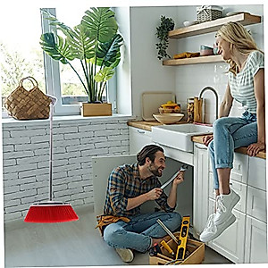 HAWILLOSCH Cleaning Btush Hair Cleaning Broom Long Handle Broom Soft Home Cleaning Supplies Floor Sweeping Broom Office Garbage Cleaner Floor Sweeper Broom Kitchen Broom Red Stainless Steel