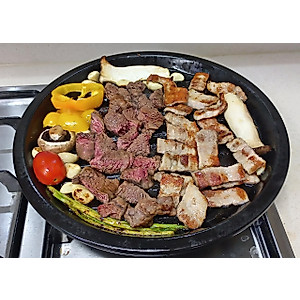 GREATUS Korean Dojagi Grill Pan 13 Inches, Stoneware Ceramic Griddle Indoor Outdoor Stovetop Nonstick BBQ Oven Dishwasher safe PTFE PFOA free