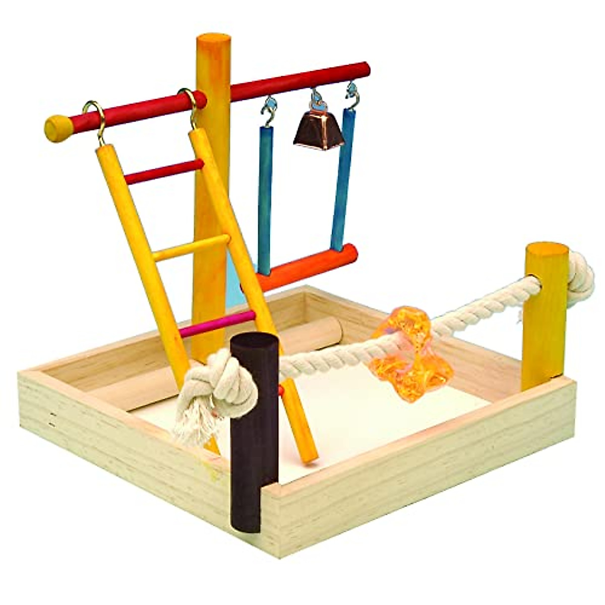 Penn-Plax Bird Life Wooden Playpen – Perfect for Parakeets, Lovebirds, and Parrotlets – Small