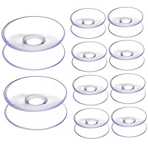 Outanaya 10pcs Clear PVC Plastic Suction Cups Glass Table Suction Cups Suction Cup Hooks for Shower Double Sided Suction Cups Household Windows Heavy Duty Desk Hanger Hook up Table Mat Flat