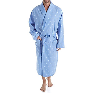 POLO RALPH LAUREN Men's All Over Pony Cotton Robe L009 L/XL Navy/Cream