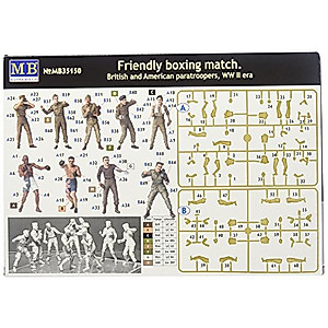 Master Box Models "Friendly Boxing Match" British and American Paratroopers WWII Era Model Building Kit (9 Figures Set), Scale 1/35