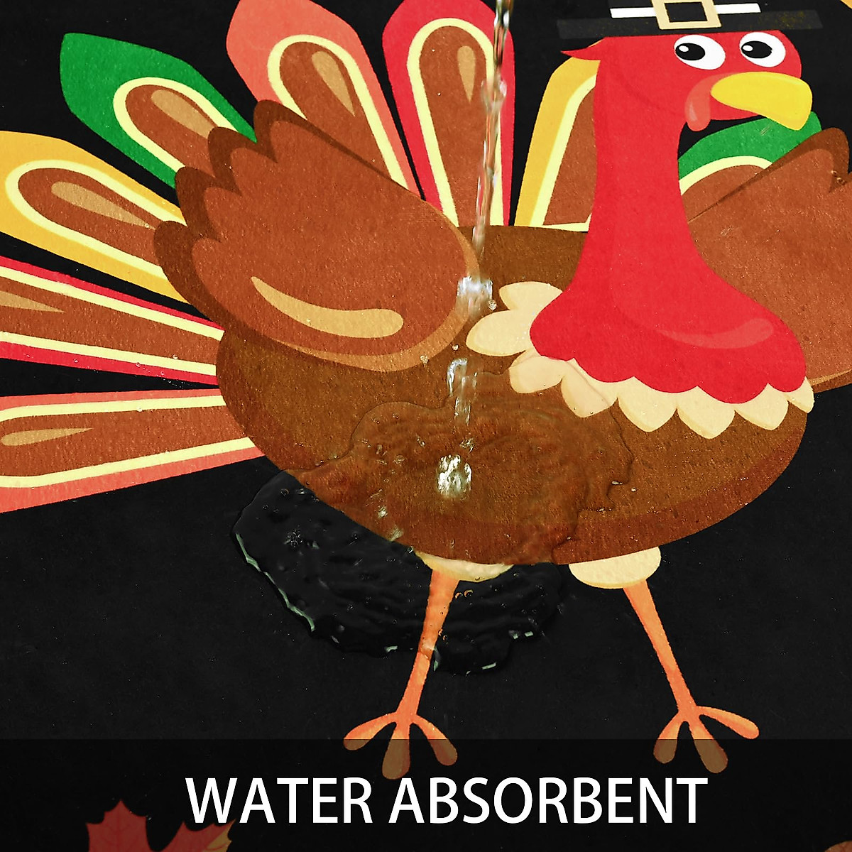 ASPMIZ Thanksgiving Fall Kitchen Mats Set of 2, Fall Pumpkin Kitchen Mats for Floor, Washable Turkey Kitchen Runner Rug with Non Slip Rubber Backing, Fall Rugs Indoor Decor, 18'' x 30'' + 18'' x 48''