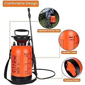 iPower 2-Pack 1.35 Gallon Lawn Garden Pump Sprayer with 2 Different Spray Patterns Adjustable Shoulder Strap, Pressure Relief Valve, 2 Pack, Multi-Purpose