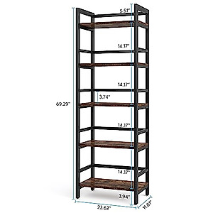 Tribesigns 5-Tier Bookshelf 69 Inch Industrial Bookcase Open Display Shelves Book Storage Organizer for Living Room, Home Office, Small Space