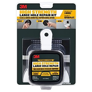 3M High Strength Large Hole Repair Kit, Includes Fiber Reinforced Spackling Compound (12 oz.), Repair Plate, Putty Knife and Sanding Sponge, For Easy Wall Repair, No Shrinking or Cracking (LHR-KIT)