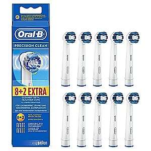 Genuine Original Oral-B Braun Precision Clean Replacement Rechargeable Toothbrush Heads (10 Count) - International Version, German Packaging