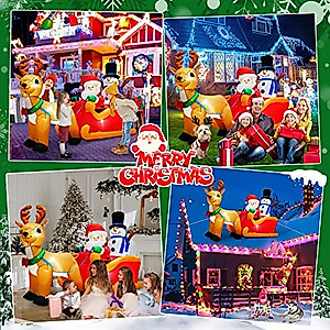 6.6FT Long Christmas Inflatables Santa Claus on Sleigh with Snowman and Reindeer Outdoor Decorations, Giant Blow Up Yard Décor Build in LEDs & Tethers Stakes for Holiday Xmas Indoor Patio Lawn