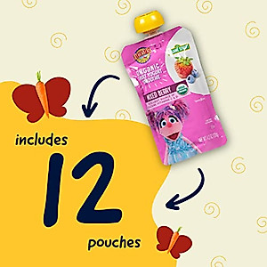 Earth's Best Organic Kids Snacks, Sesame Street Toddler Snacks, Organic Fruit Yogurt Smoothie for Toddlers 2 Years and Older, Mixed Berry, 4.2 oz Resealable Pouch (Pack of 12)