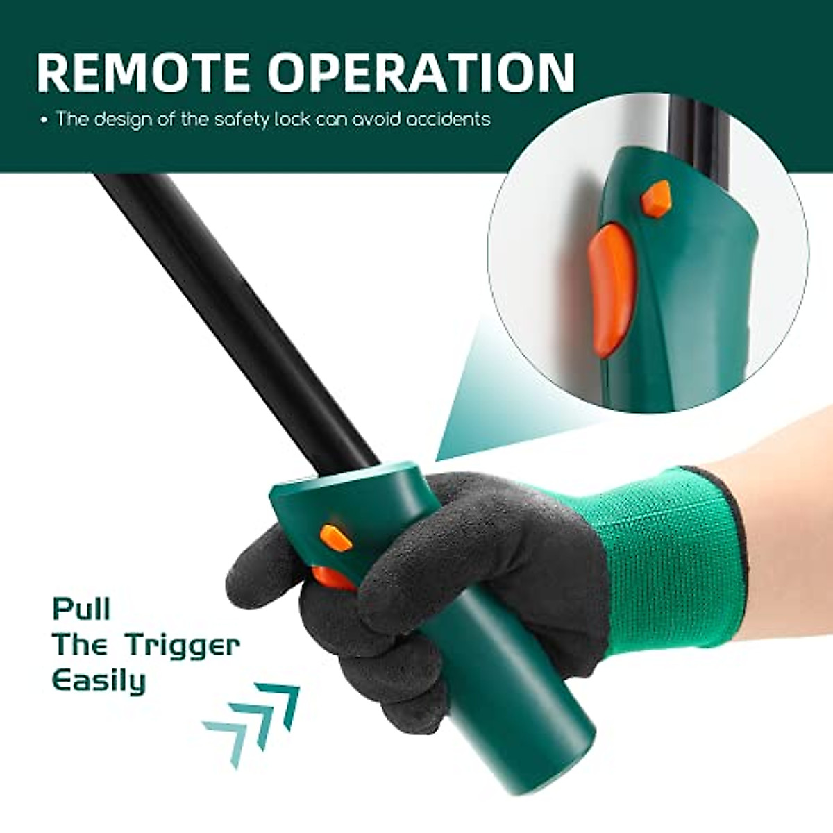 MELLCOM Electric Pruning Shears, Cordless Pruning Shears with 5.1/6.6 Ft High Telescopic Pole, Lithium Battery Powered, with Safety Protection, Green