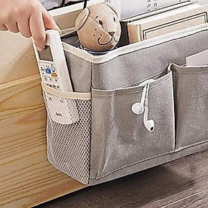 DOITOOL Storage Bag Hanging Organizer, Grey Bedside Caddy Organizer, Canvas Pouch for Bunk, chair, Hospital Beds, College Dorm, Rooms, Baby Bed Rails, Camp ( Grey )