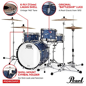 Pearl President Series Deluxe 3-piece 75th Anniversary Edition Shell Pack in Desert Ripple (#768) covered finish featuring 20"x14" Bass Drum w/Cymbal Holder, 12"x8" Tom, and 14"x14" Floor Tom