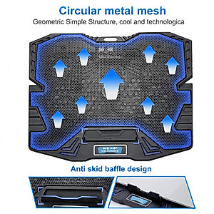 TAEHFUS Laptop Cooling Pad 5 Fans, Perfect for The Laptop Under 17.3 inchs, Blue Lights, Quiet and 2 USB switchs