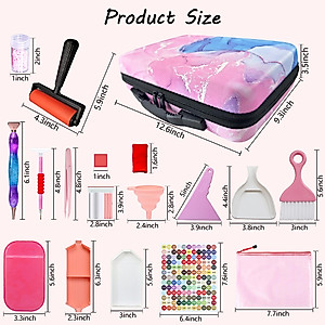 Muzagroo Art Diamond Painting Storage Case, 60 Slots Bead Portable Shockproof Organizer and Accessory Box with 5D Diamond Art Accessories and Tools Kits