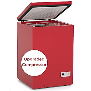 Watoor 3.5 Cu Ft Chest Freezer - Super-Low Temperature - 2 Removable Baskets - Electronic Control 14℉ to -40℉- Red