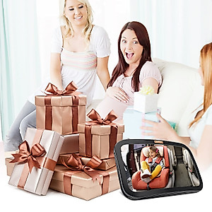 Smart eLf Baby Car Mirror, Large Safety Car Seat Mirror for Rear Facing Infant Child with Wide Crystal Clear View, Shatterproof & Secure, Crash Tested and Certified for Safety - Essential Accessories