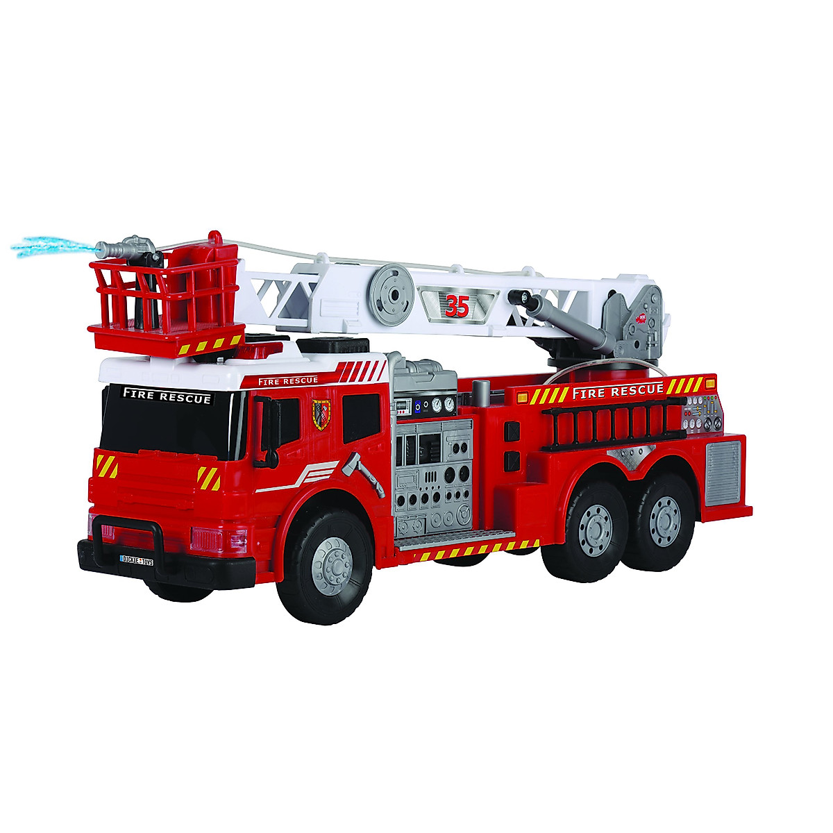 DICKIE TOYS: 24" Light and Sound Fire Brigade Vehicle (with Working Pump), Ladder Rotates by 350 Degrees, Battery Powered, for Ages 3 and up