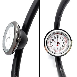 Nurse Stethoscope Watch - Lightweight Metal Frame- Attaches Directly to Stethoscope for All Medical Professionals (Silver)