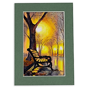 12x18 Mat Bevel Cut for 11x15 Photos - Acid Free Hunter Green Precut Matboard - for Pictures, Photos, Framing - 4-ply Thickness