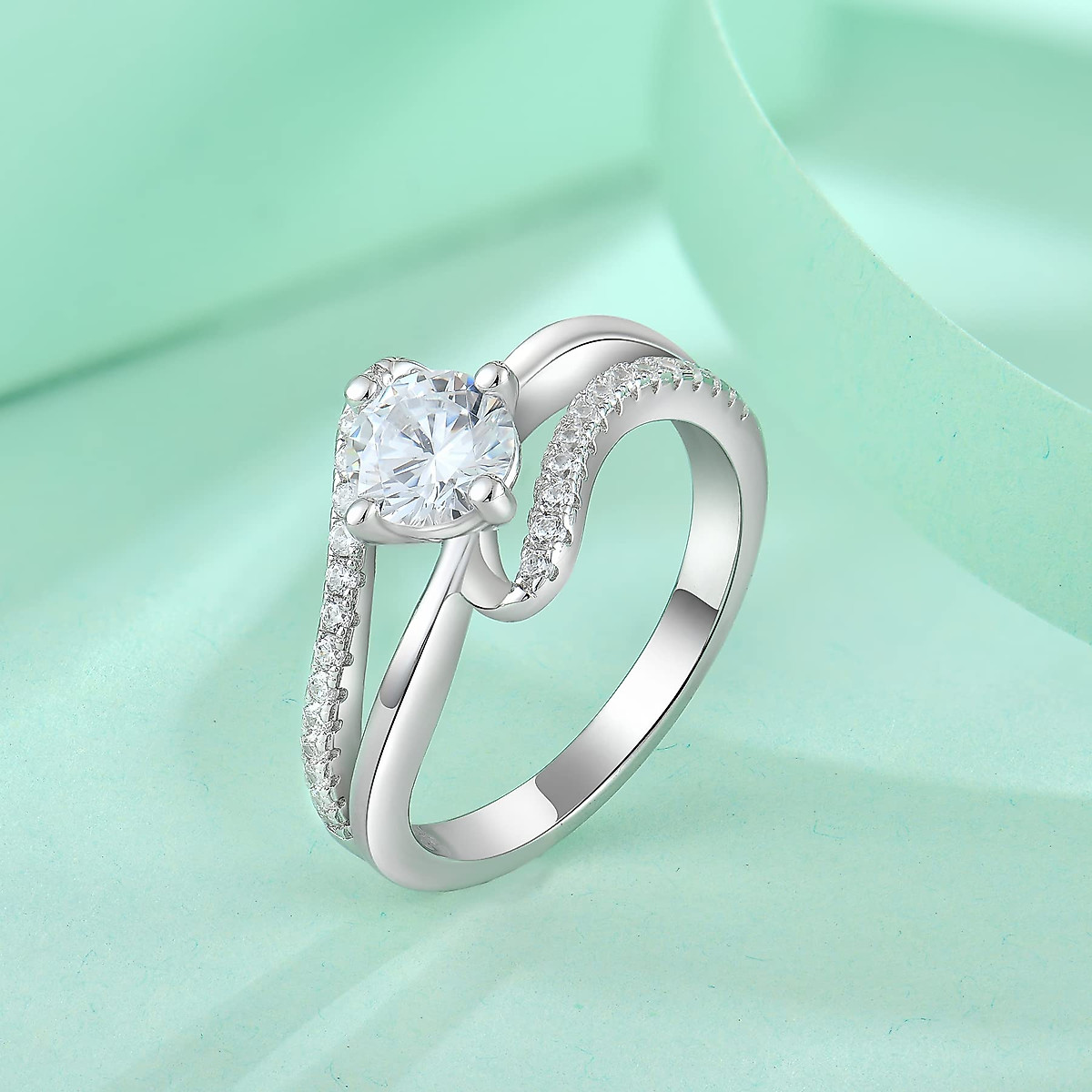 Blaniy Promise Rings 925 Sterling Silver 6mm Round Cut Engagement Ring Wedding Eternity Anniversary Ring Simulated Diamond April Birthstone Jewelry for Women Size 8