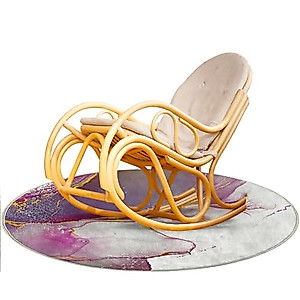 Round Chair Mat for Carpet Marble Thick Home/Office Floor Protector Purple Non-Slip Floor Mats Office Rug Floor Protectors 4 FT