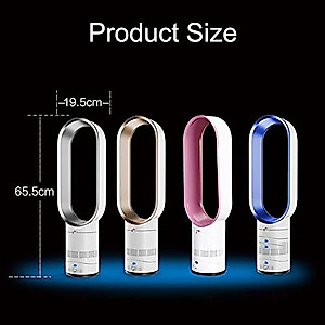 SSLW Space Heater Bladeless Tower Fan, Heater and Fan Combo, 1-8H Timer 8 Speeds with Remote Control, for Indoor Large Room Bedroom Home Office Use, Gold