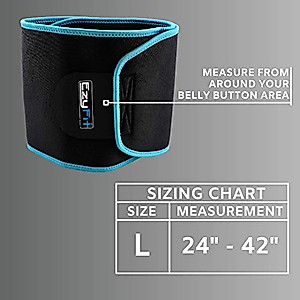 MONTAVI EzyFit Waist Trimmer Premium Exercise Workout Ab Belt for Women & Men Adjustable Stomach Trainer & Back Support, Black Blue Trim Fits 24-42"