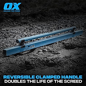 OX TOOLS Pro Series 96-Inch Concrete Screed with Leveling Vial | Aluminum | Lightweight & Reversable Handle | Screed for Cutting and Smoothing | 8' Concrete Screed