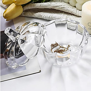 123Arts Crystal Glass Pumpkin Sugar Bowls Snack Jar Candy Dish Storage with Lid