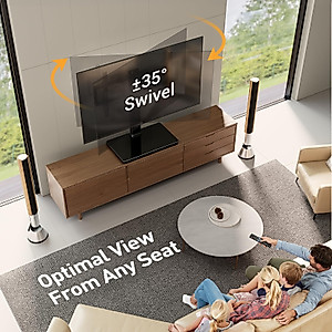 Perlegear Swivel TV Stand Mount, Universal TV Stand for 37-80 inch TVs, Height Adjustable Tabletop TV Stand Holds up to 99 lbs, Preassembled InstaMount Front Support, Max VESA 600x400mm, PGTVS28