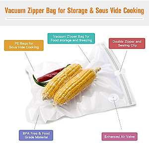 GenieX Vacuum Sealer Bags for Food Saver, Vacuum Seal Bags for Food Storage, Reusable Freezer Vacuum Storage Bags | Enhanced Air Valve, Easy to get vacuum, Keep Fresh Longer (20pcs pack)