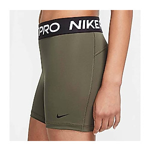 Nike Pro 365 Women's 5" Shorts (as1, Alpha, x_s, Regular, Regular, Medium Olive/Black/Black, Fitted)